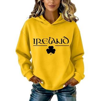 Generic HUIFUAO Irlande St Patrick Sweat &agrave; capuche pour femme Dr&ocirc;le Tr&egrave;fle Costume irlandais St Paddys Day Tr&egrave;fle Vert Chemises Vacances Hauts &agrave; manches longu