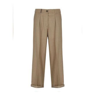 PESERICO Femme, Pantalons, Beige, Taille: 46 FR Pantalon en flanelle de laine lurex