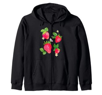 Trendy Apparel Strawberry Summer White Flowers and Bees Kapuzenjacke