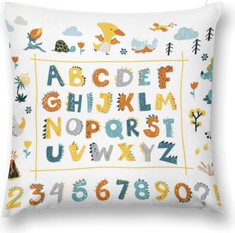 Generic Dekokissen Kissenbez&uuml;ge Alphabet Und Zahlen Dino Druck Kopfkissenbezug Mit Rei&szlig;verschluss Weiche Quadratische Kissenbez&uuml;ge, F&uuml;r Garten, Sofa, Wohnzimm