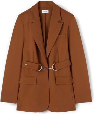 Motivi Femme, Vestes, Brun, Taille: 42 FR Blazer en polyester-viscose avec ceinture