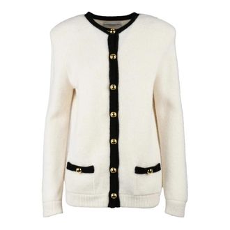 Alessandra Rich Femme, Pulls, Blanc, Taille: 36 FR Cardigan en Alpaga et Laine avec Boutons Bijoux