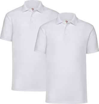 Fruit Of The Loom 2er Pique Poloshirt Herren Polo M L XL XXL 3XL 4XL 5XL HLKauf-Block (XXL, 2er Weiss & 1x HLKauf-Block)