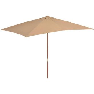 vidaXL vidaXL Parasol dext&eacute;rieur avec m&acirc;t en bois 200 x 300 cm taupe
