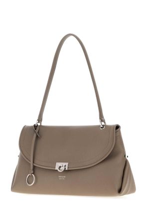 Ferragamo Womens Dove Grey Leather Sofia 2026 Handbag Warmtaupetestadimorotestadimoro Borse A Tracolla Bag