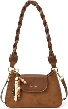 Generic Sac &agrave; bandouli&egrave;re en cuir synth&eacute;tique pour femme avec pendentif pour le travail, le shopping, les voyages au quotidien, marron clair, 350.00*220.00*80