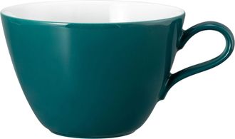SELTMANN WEIDEN Life Fashion Milchkaffeetasse 370 ml - Porzellan Tasse in Trendy Petrol - Sp&uuml;lmaschinenfest & Mikrowellengeeignet - Kaffeetasse f&uuml;r Caf&eacute; au Lait & Cap