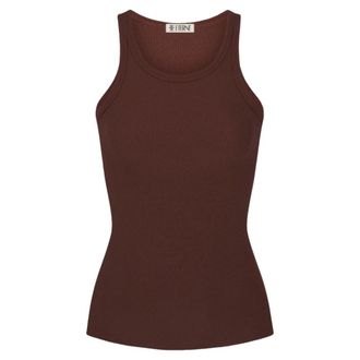 &Eacute;terne High Neck Fitted Tanktop - - Tops - Damen - Braun - L