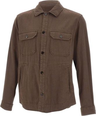 Woolrich Homme, Chemises, Brun, Taille: 2XL Linen Blend Safari Overshirt