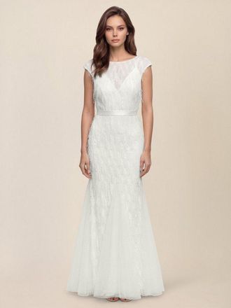 Apart Abendkleid mit Paillettenstickerei und T&uuml;ll-Godets