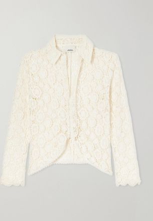 Isabel Marant Tie-detailed Cotton-lace Shirt - White
