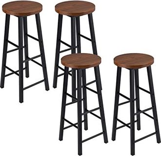 Woltu Tabourets de Bar Lot de 4, Chaise Bar Cuisine Haute, avec Repose-Pieds, Structure en Acier Stable, pour Bistrot et Salle &agrave; Manger, Design Industriel, 