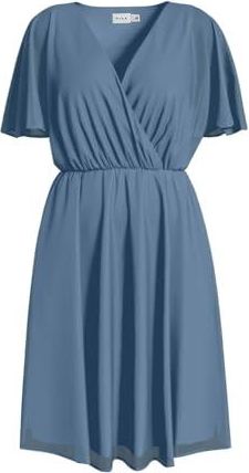 Vila Vila VIRILLA Robe courte à col en V 2/4 pour femme, bleu coronet, 36