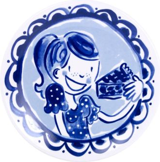 Blond Amsterdam Dessertteller Ø18 cm Meisje - Delfts Blond Kollektion - Porzellan mit Mädchenmotiv - spülmaschinengeeignet