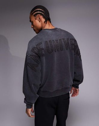 Aape By A Bathing Ape Schweres Oversize-Sweatshirt in Hellgrau mit Logo-Applikation auf dem R&uuml;cken-Bunt