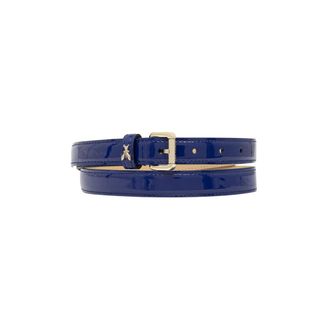 Patrizia Pepe Ceinture taille basse Fly en cuir grain&eacute; - Femme - Accessoires - Bleu - Taille: S