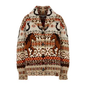 Stella McCartney Femme, Pulls, Multicolore, Taille: 38 FR Cardigan Oversize Fair Isle en Laine Brod&eacute;