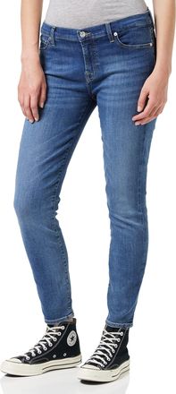 7 For All Mankind Womens The Skinny Crop Jeans, Mid Blue, 24