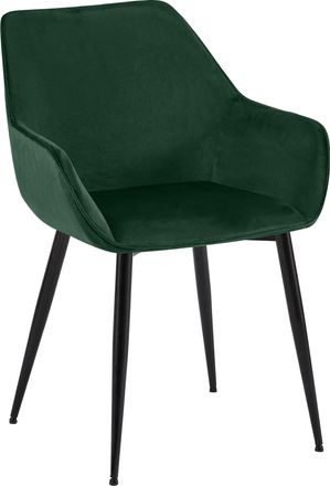 Clp Esszimmerstuhl gepolstert mit Lehne Luena, K&uuml;chenstuhl mit Samt oder Stoff, Sessel mit Metallgestell schwarz bis 150 kg belastbar, Farbe:gr&uuml;n, Materia