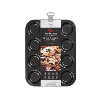 Tala Performance 12 Cup flache Backform aus Karbonstahl mit Eclipse Antihaftbeschichtung BPA und PTFE frei backofengeeignet 34.8 x 26.4 x 1.68 cm
