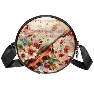 Generic Sac &agrave; bandouli&egrave;re circulaire pour femme, petit sac &agrave; bandouli&egrave;re avec fermeture &eacute;clair, bretelles r&eacute;glables, sac &agrave; main rond d&eacute;contract&eacute; pour femmes e