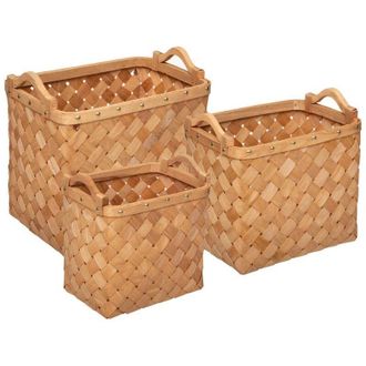 Atmosphera Atmosphera - Set de 3 paniers rectangulaires Melvin en bois L26 31 37cm cr&eacute;ateur dint&eacute;rieur