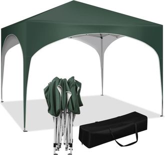 Woltu Woltu - Tonnelle de Jardin 3x3m Tente de F&ecirc;te avec Toit en Demi-Cercle, Pliable Imperm&eacute;able, Pieds R&eacute;glables, Vert