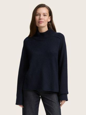 Tom Tailor Strickpullover Pullover & Strickjacken Loose Fit Strickpullover mit Stehkragen