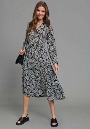 Laura Scott Maxikleid LAURA SCOTT, Damen, Gr. 34, N-Gr, schwarz-wei&szlig; (schwarz), Web, Obermaterial: 100% Viskose, bedruckt, Kleider Maxikleid, f&uuml;r Business, Casual