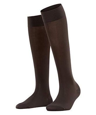 Falke Cotton Touch W KH fines unies 1 paire, Chaussettes longues Femme, Marron (Dark Brown 5239), 35-38