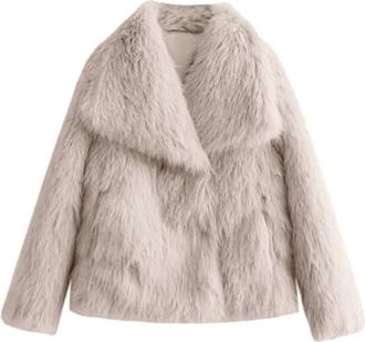 Generic 2026 Vestes dhiver pour femmes Faux manteau &agrave; manches longues Revers Shaggy Veste pardessus, GY1., XS