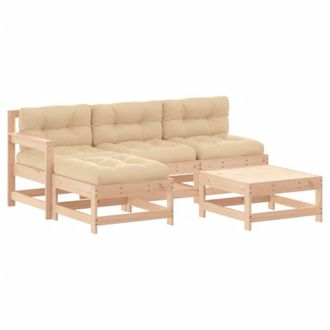 vidaXL The Living Store Salon de jardin 5 pcs avec coussins bois massif - Salon De Jardin - Mobilier De Jardin - Ensemble Salon - Meubles De Jardin - Bois