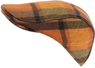 L&eacute;on Montane Casquette Plate Orange et Grise en Laine Tradition Mode Anglaise Huky - Taille: Taille Unique - Couleur: Orange - Homme