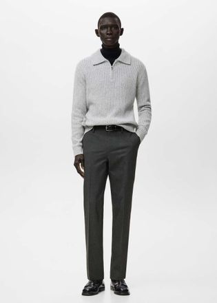 Mango Pantalon flanelle regular-fit gris chin&eacute; fonc&eacute; - Homme - 38 - MANGO MAN