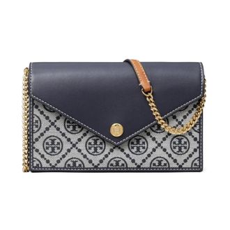 Tory Burch T Monogram Envelope Chain Wallet - - Bags - Damen - Blau - ONE SIZE