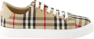 Burberry Femme, Chaussures, Beige, Taille: 39 EU Baskets Check et cuir