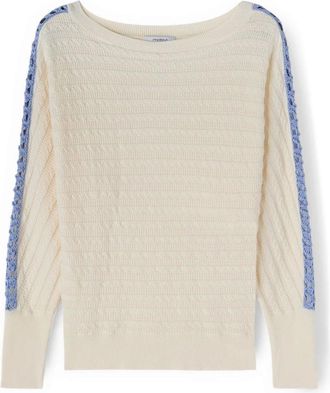 Motivi Femme, Pulls, Blanc, Taille: 40 FR Pull oversized avec empi&egrave;cements ajour&eacute;s sur les manches