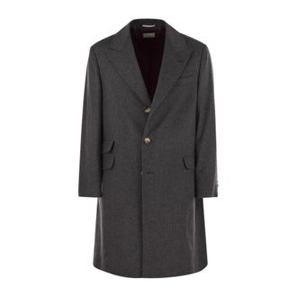 Brunello Cucinelli Klassischer Wollmischungs-&Uuml;bermantel - - Coats - Herren - Grau - XL
