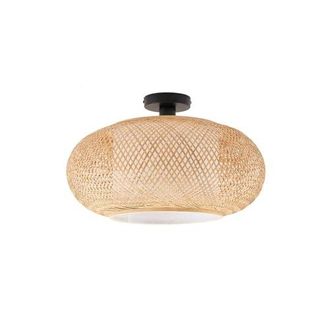 Lindby Plafonnier Romaine &agrave; intensit&eacute; variable (Traditionnel) en Marron e. a. pour Salon & Salle manger (1 lampe,&agrave; E27), bois plafonnier lampe