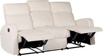 Beliani 3-Sitzer Sofa Cremeweiß Samt Manuell Verstellbar mit Fußablage Relaxfunktion Modern Inustriell Relaxsofa Wohnzimmer Büro Arbeitszimmer