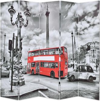 vidaXL Cloison de s&eacute;paration 200 x 170 cm Bus londonien Noir et blanc Vidaxl