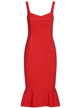 Marni robe mi-longue &agrave; ourlet volant&eacute; - Rouge