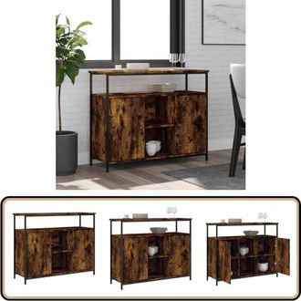 vidaXL Sideboard Räuchereiche 100x35x80 cm Holzwerkstoff - Sideboard - Wohnzimmermöbel - Holzmöbel - Regal - Aufbewahrung
