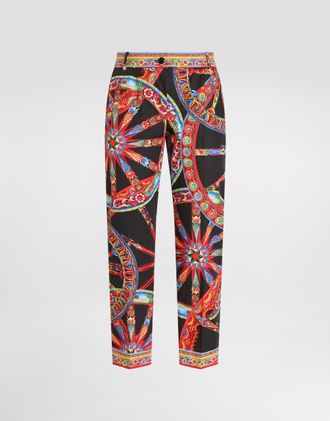 Dolce & Gabbana Hose Aus Popeline Mit Carretto-print - Frau Hosen Und Shorts Mehrfarbig 38