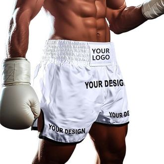 Generic Short de Muay Tha&iuml; avec texte personnalis&eacute; pour boxe, MMA, BJJ, entra&icirc;nement, combat, pour hommes, femmes, enfants, tissu l&eacute;ger anti-d&eacute;chirure avec ta