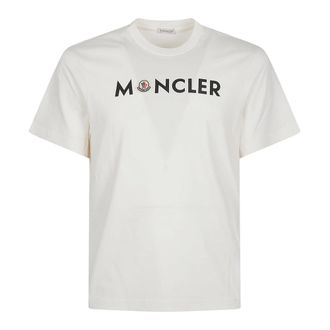 Moncler Homme, Tops, Blanc, Taille: L T-shirt logo