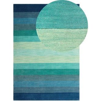Beliani Teppich mehrfarbig Wolle Baumwolle 140 x 200 cm Rechteckig Handgetuftet Niedrigflor Gestreift