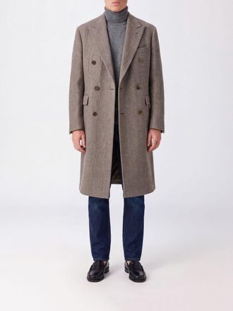 Tagliatore Manteau crois&eacute; en laine &agrave; motif chevrons et revers en pointe