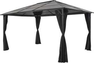 vidaXL Vidaxl - Tonnelle avec rideau Aluminium 4x3x2,6 m Noir