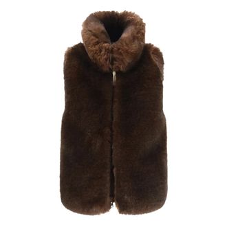 Woolrich Gilet boucl&eacute; hybride - Femme - Vestes - Brun - Taille: 38 FR